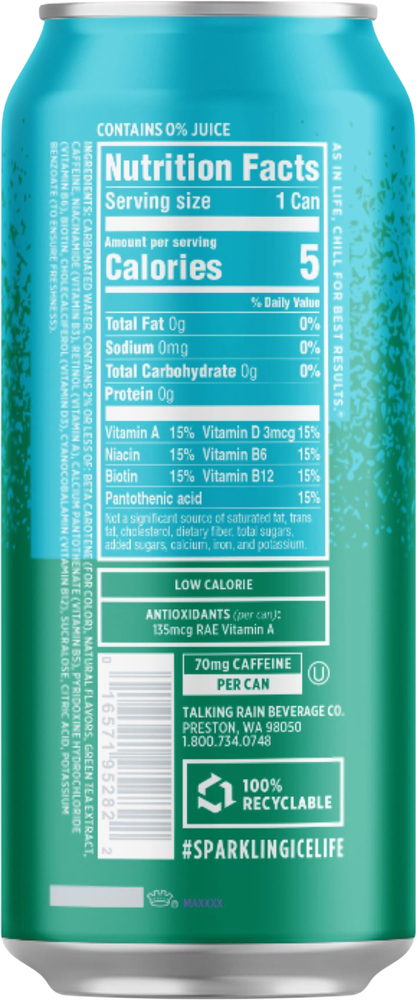 Sparkling Ice +Caffeine Sparkling Water, Zero Sugar, Tropical Punch Flavored-Planogram-Left