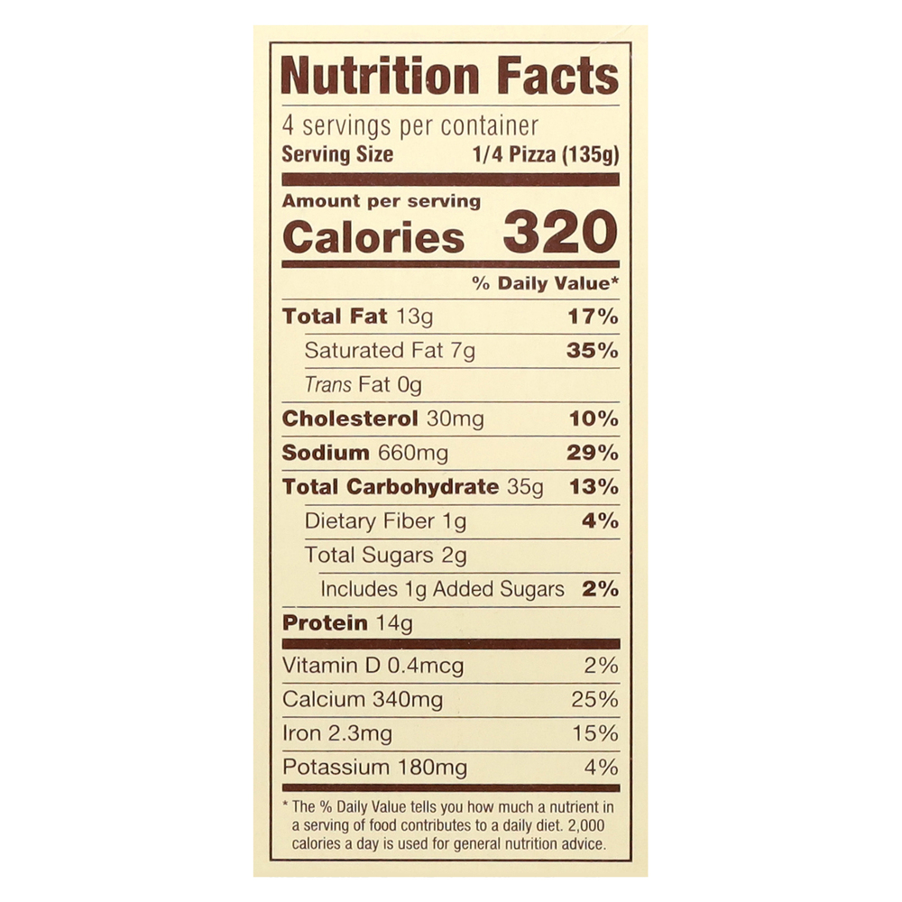 Rao's Made for Home Pizza, Brick Oven Crust, Five Cheese-Nutrition-Facts