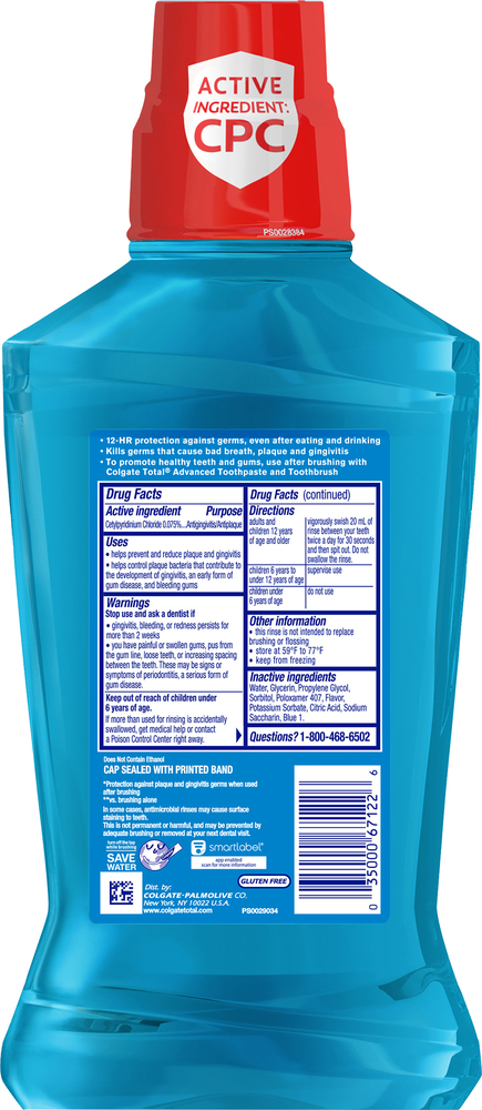 Colgate Total Mouthwash, Peppermint-Planogram-Back