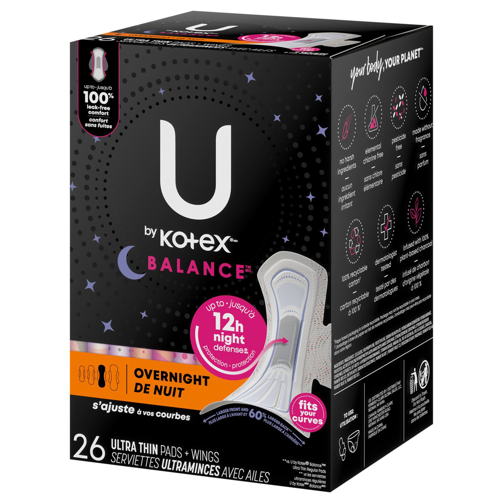 Always Kotex Overnight Pads U By Kotex Balance Extra Heavy Overnight