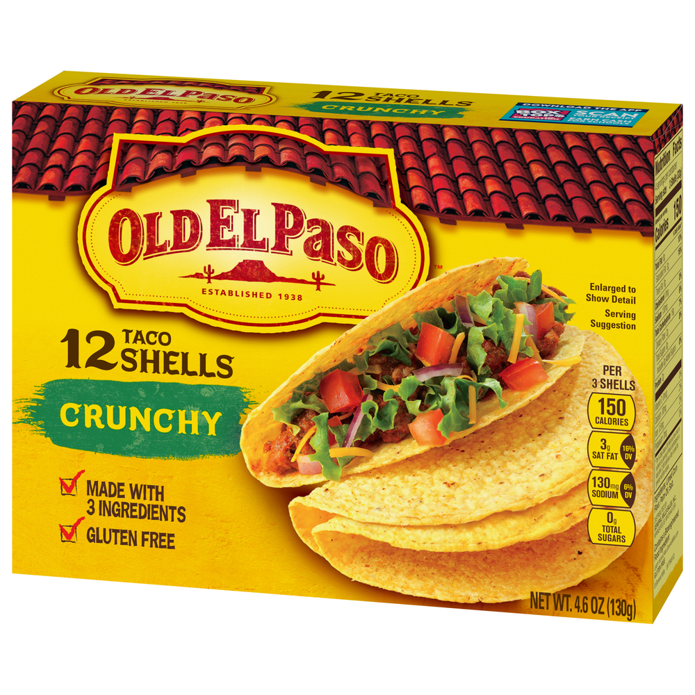 Old El Paso Taco Shells, Crunchy-Front-Right-Elevated