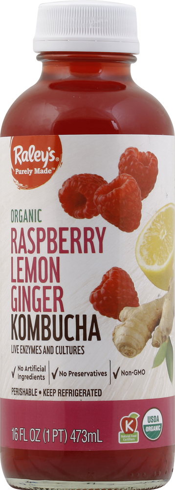 Raley's Kombucha, Organic, Raspberry Lemon Ginger-Main