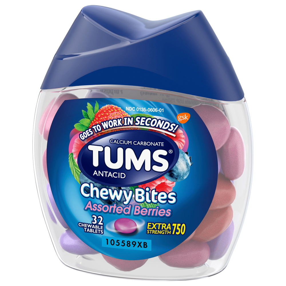 Tums Antacid, Chewy Bites, Extra Strength, 750 mg, Chewable Tablets ...