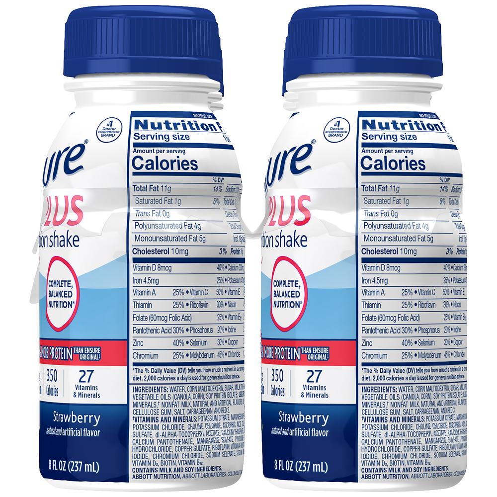 Ensure Plus Plus Nutrition Shake Strawberry Ready-to-Drink Bottles ...