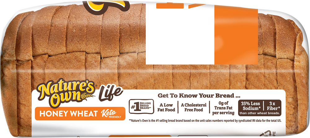 Nature's Own Life Nature's Own Life Honey Wheat 40 Calories Per Slice ...