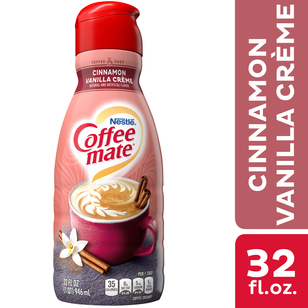 Coffee-Mate Creamer, Non-Dairy, Vanilla + Cinnamon, Duo-Hero