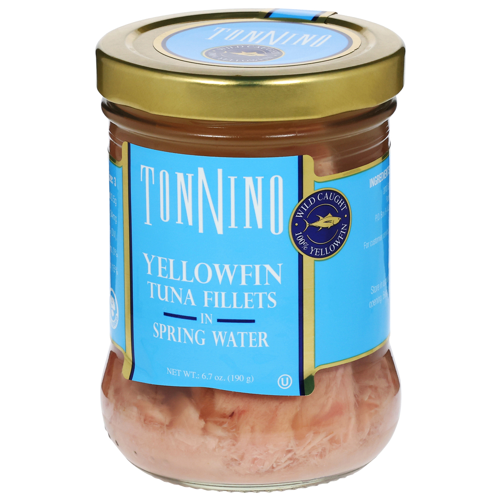 Tonnino Tuna Fillets, in Spring Water, Yellowfin-Front-Right-Elevated