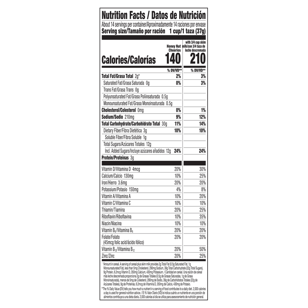 Cheerios Cereal, Honey Nut, Family Size-Nutrition-Facts