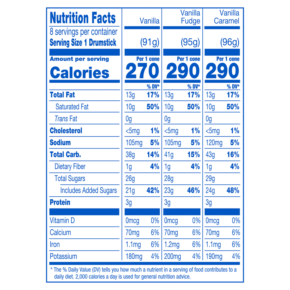 Drumstick Frozen Dairy Dessert Cones, Vanilla Fudge/Vanilla Caramel ...
