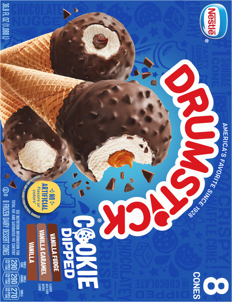 Drumstick Frozen Dairy Dessert Cones, Vanilla Fudge/Vanilla Caramel ...