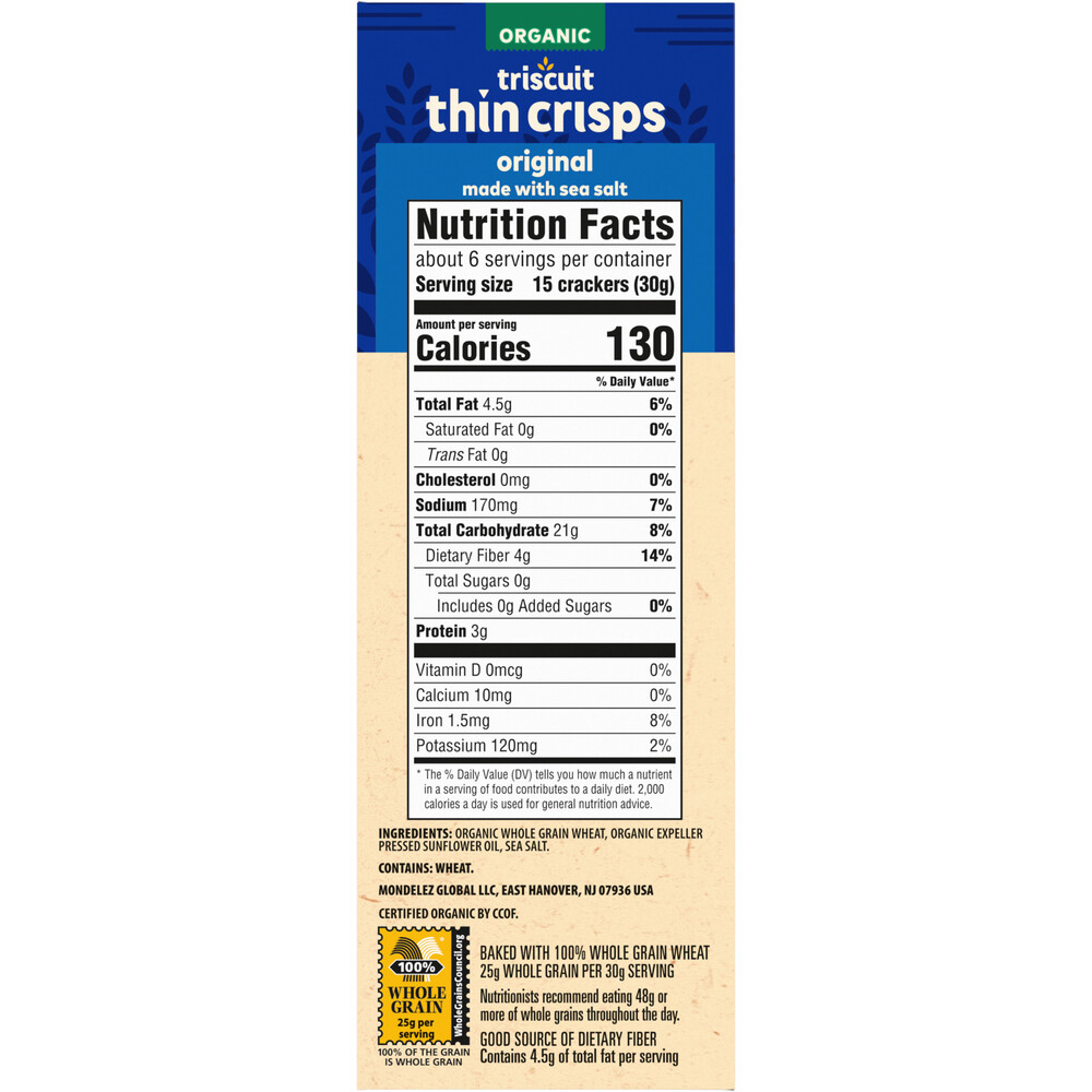 TRISCUIT Organic Original Whole Grain Wheat Crackers, Organic Crackers ...