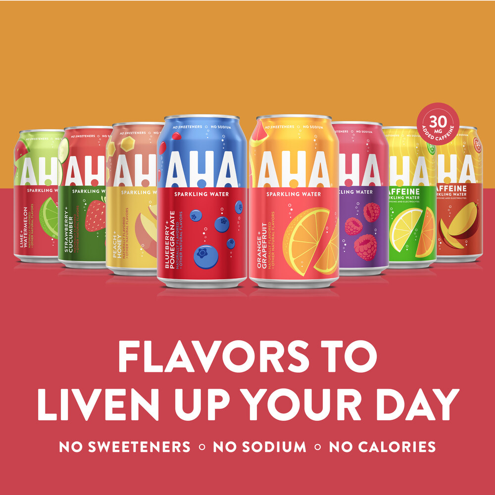 AHA Sparkling Water, Blueberry + Pomegranate-Planogram-Left