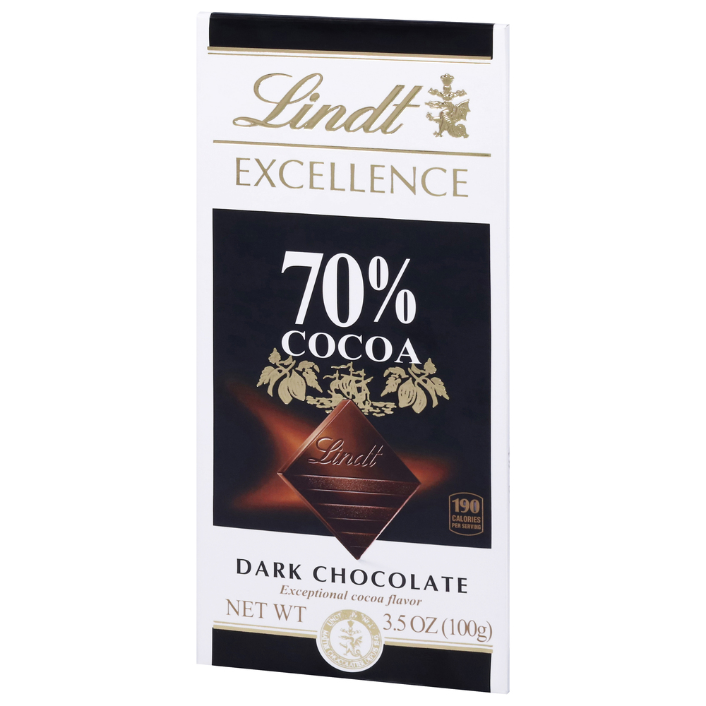 Lindt Excellence Dark Chocolate, 70% Cocoa-Front-Right-Elevated