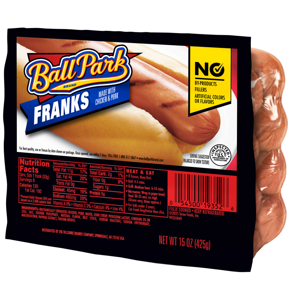 Ball Park Classic Hot Dogs, 8 Count-Front-Right-Elevated