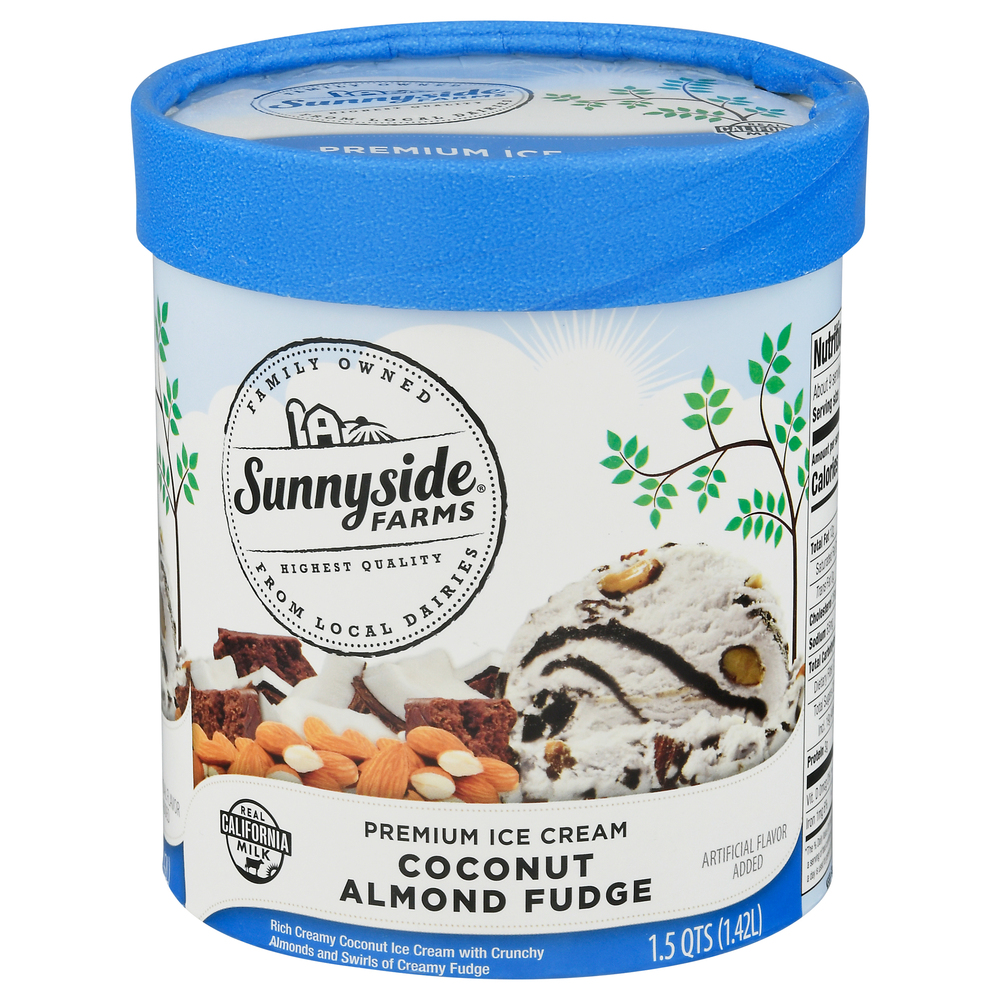 Sunnyside Farms Ice Cream, Premium, Coconut Almond Fudge-Main