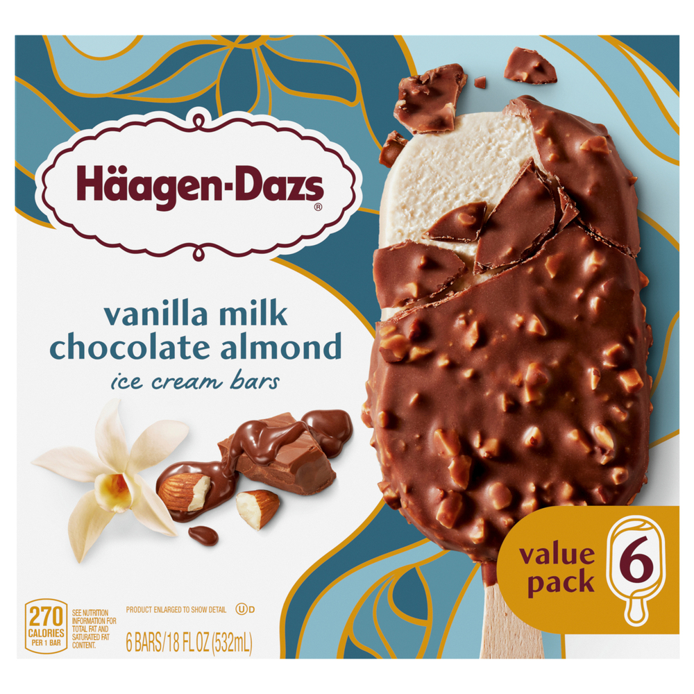 Haagen-Dazs Haagen-Dazs Vanilla Milk Chocolate Almond Ice Cream Bars ...