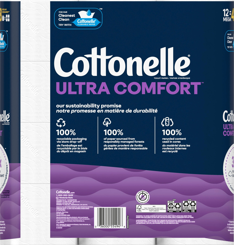 Cottonelle Ultra Comfort Toilet Paper, Ultra Comfort, Mega Roll, 2-Ply ...