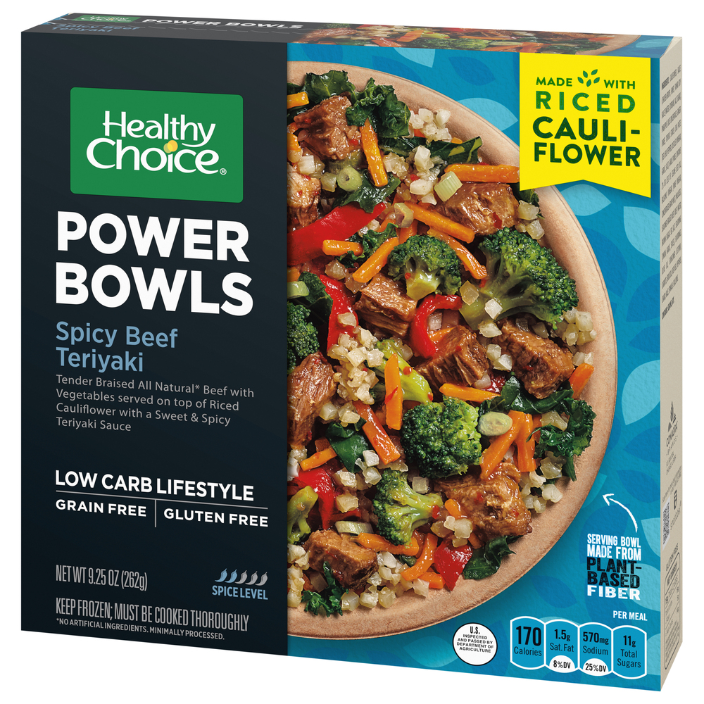 Healthy Choice Power Bowls, Spicy Beef Teriyaki-Front-Right-Elevated