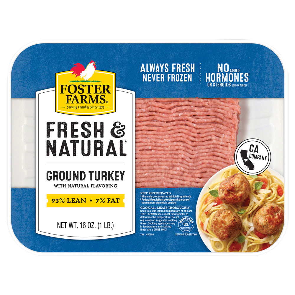 Foster Farms Ground Turkey, 93% Lean 7% Fat-Ecom