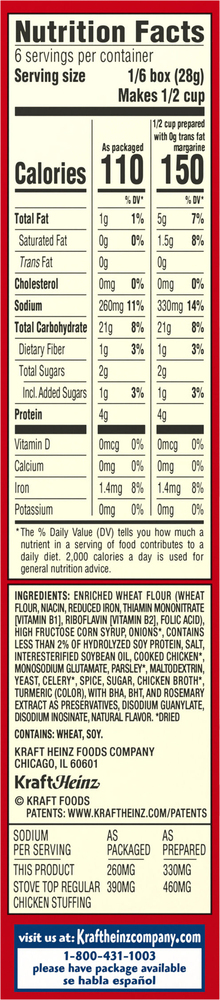 Stove Top Stuffing Mix, for Chicken, Lower Sodium-Planogram-Right