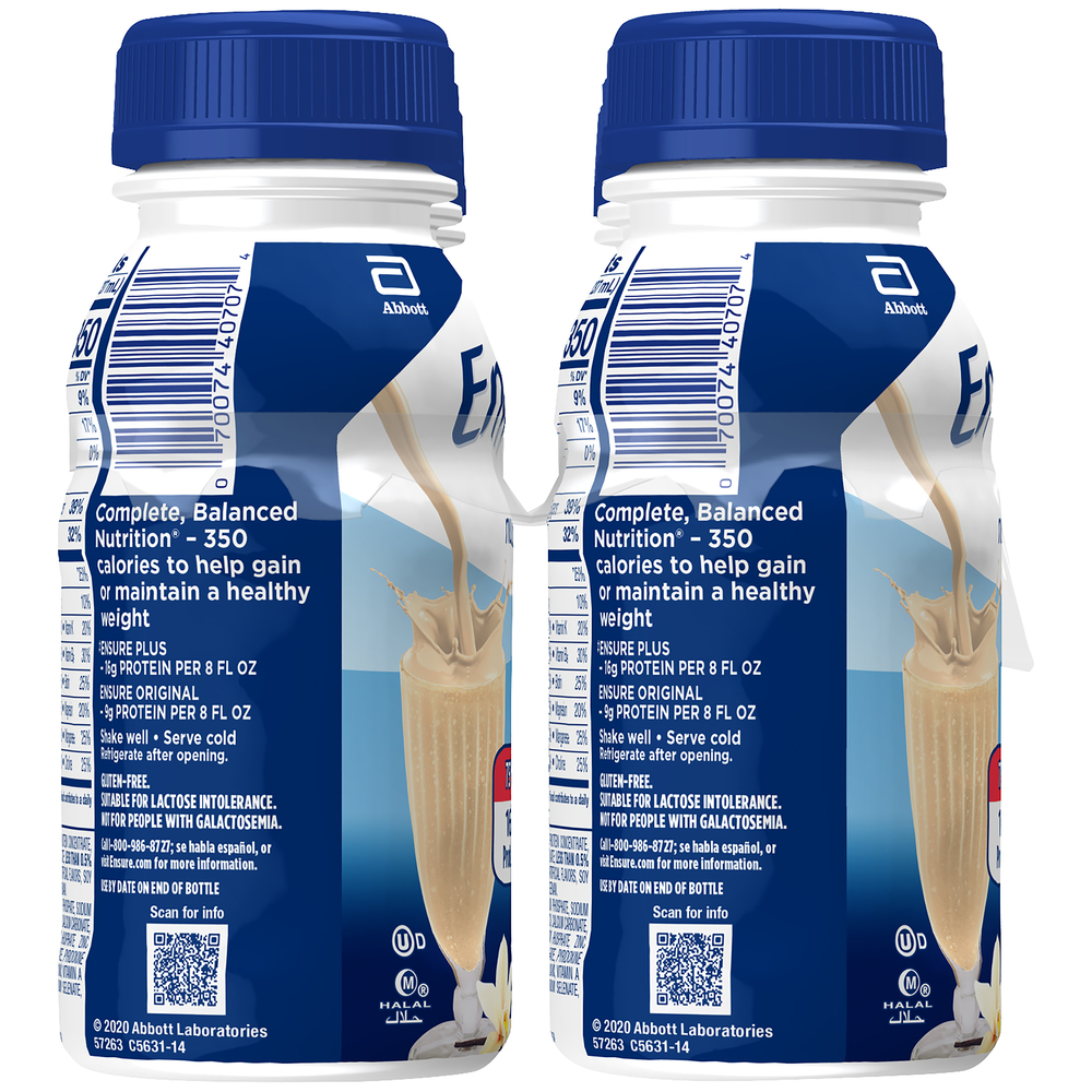 Ensure Plus Plus Nutrition Shake Vanilla Ready-to-Drink Bottles ...