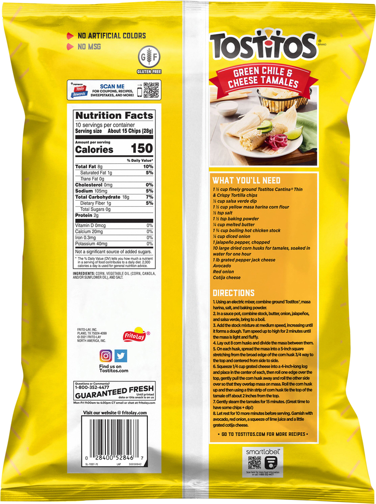 Tostitos Tortilla Chips, Cantina, Thin & Crispy-Planogram-Back