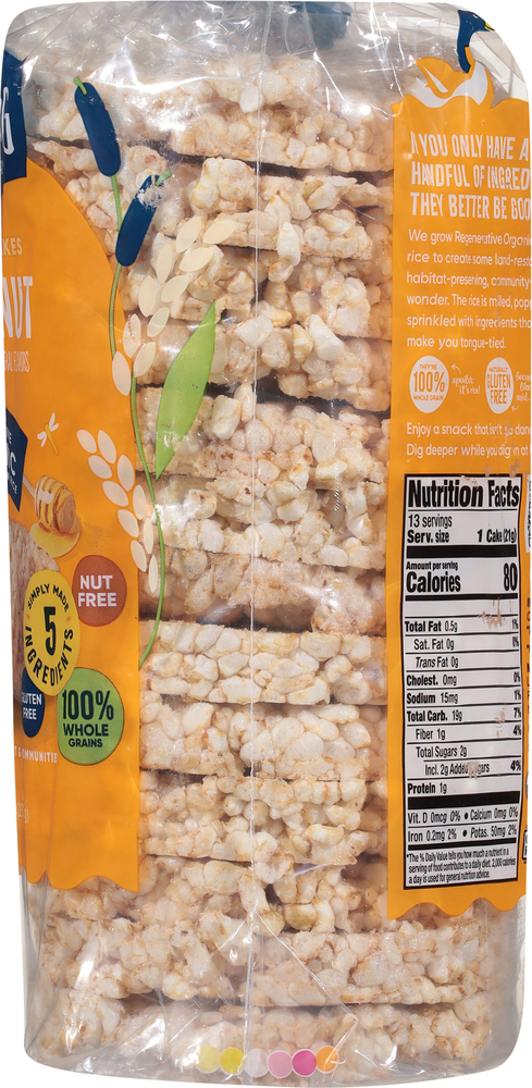 Lundberg Family Farms Rice Cakes, Organic, Whole Grain, Honey Nut ...