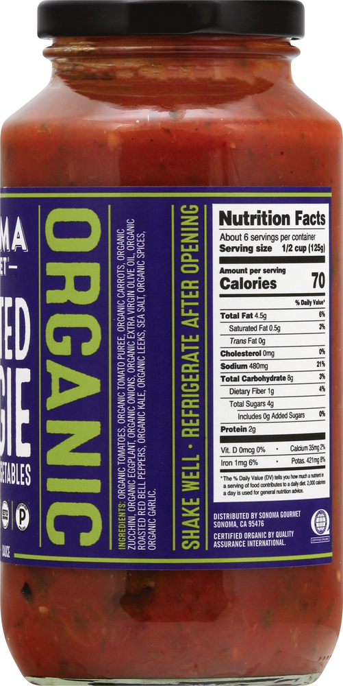 Sonoma Gourmet Organic Sauce, Organic, Roasted Veggie-Planogram-Right