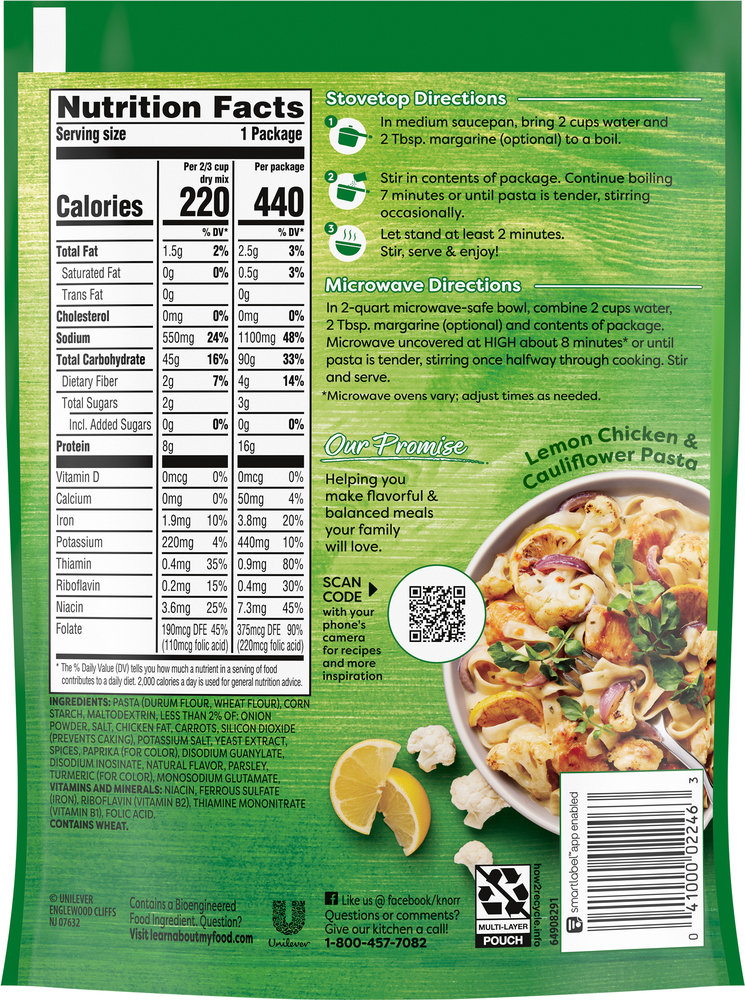 Knorr Pasta Sides Fettuccine, Chicken Flavor-Planogram-Back