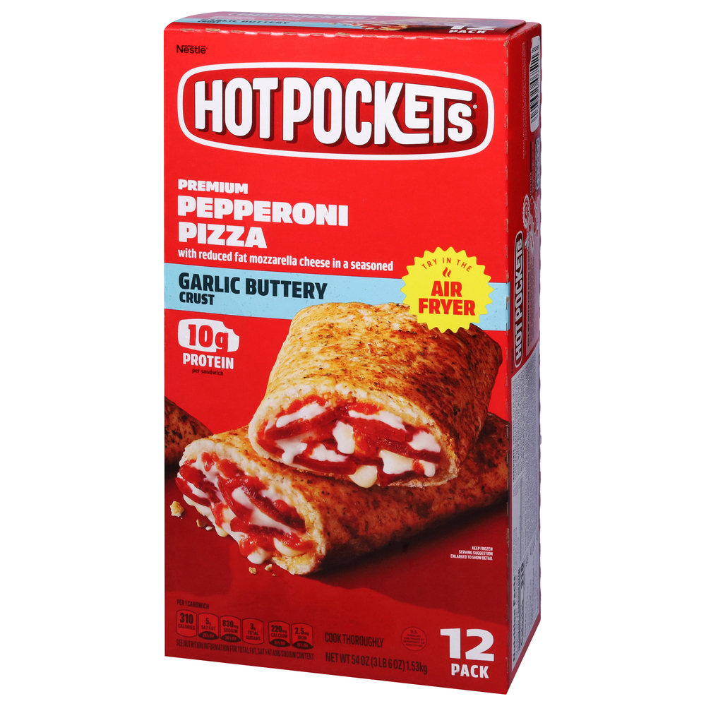 Hot Pockets Sandwiches, Garlic Buttery Crust, Pepperoni Pizza, 12 Pack ...