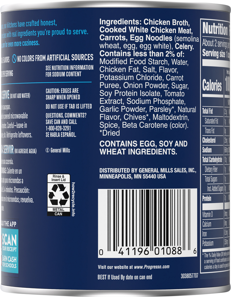Progresso Soup, Chicken Noodle, Traditional-Planogram-Back