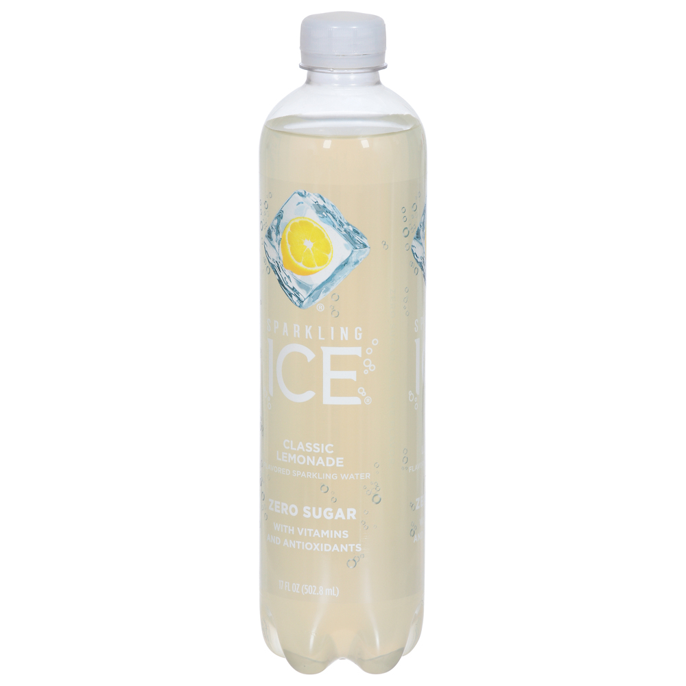 Sparkling Ice Sparkling Water, Zero Sugar, Classic Lemonade Flavored-Front-Right-Elevated