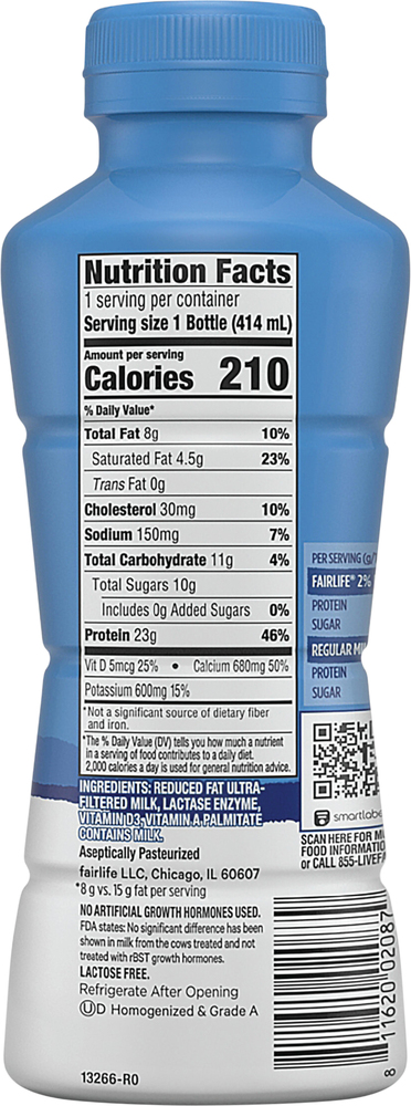 Fairlife Milk, Ultra-Filtered, Reduced Fat, 2%-Planogram-Back