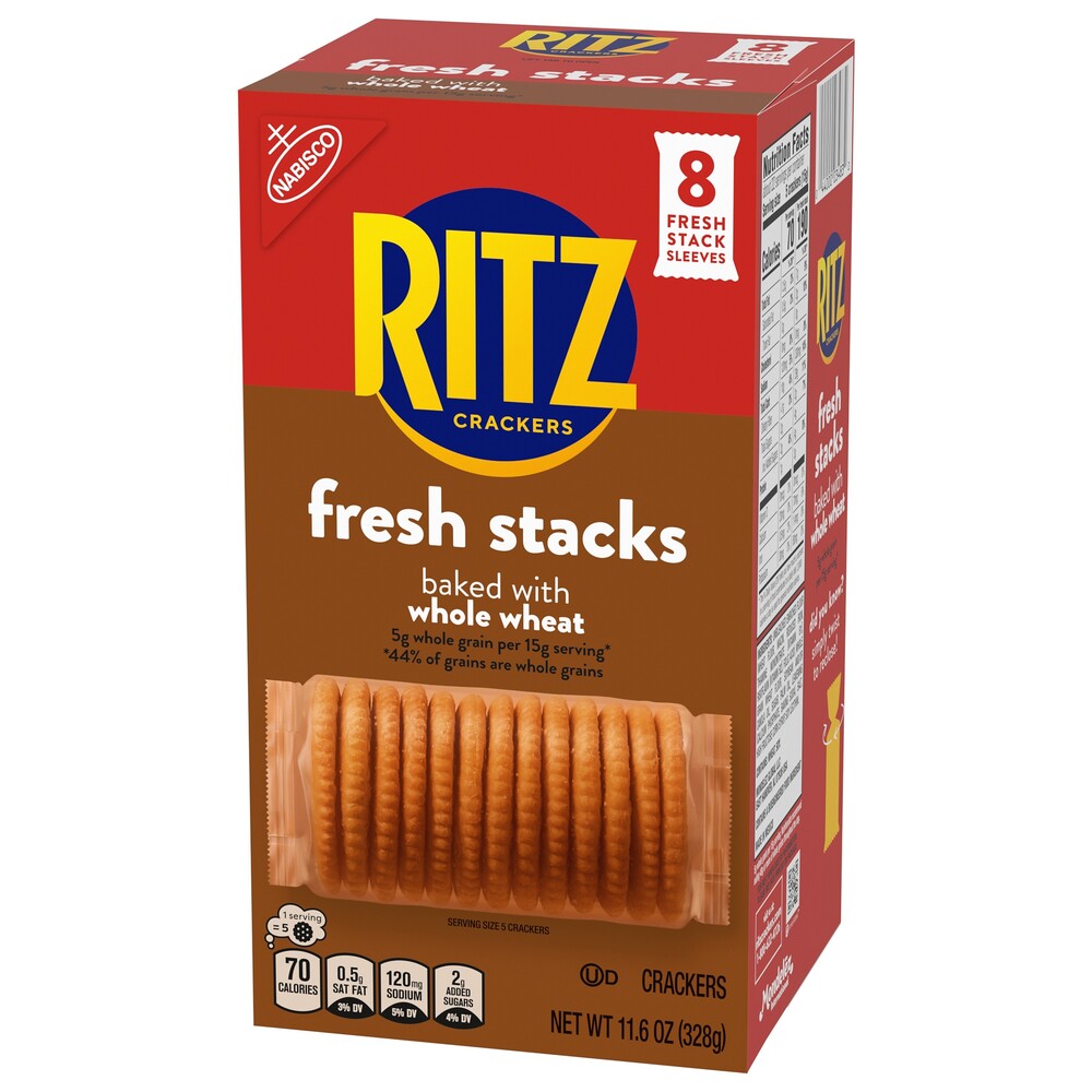 RITZ Fresh Stacks Whole Wheat Crackers, 8 Count, 11.6 o-Front-Right ...