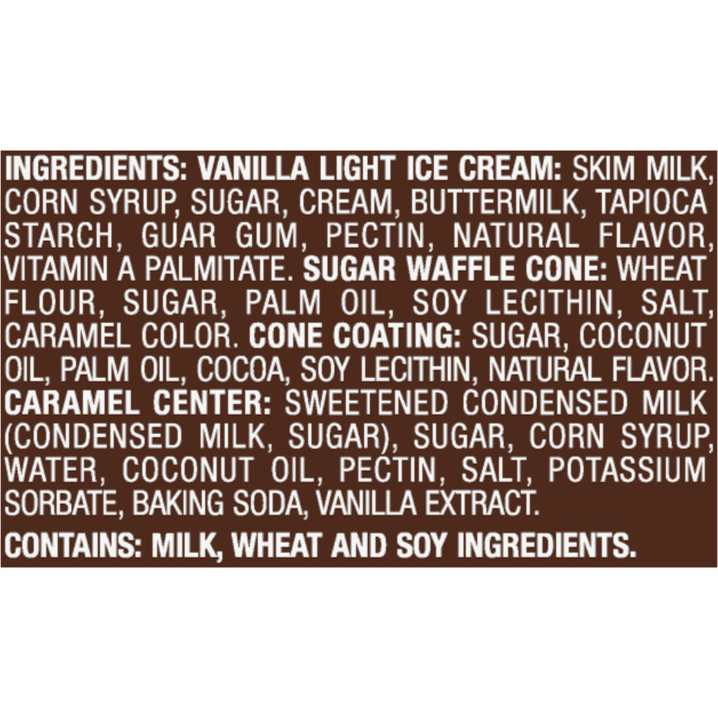 Skinny Cow Ice Cream Cones, Next Level Vanilla Caramel, 4 Pack-Ingredients