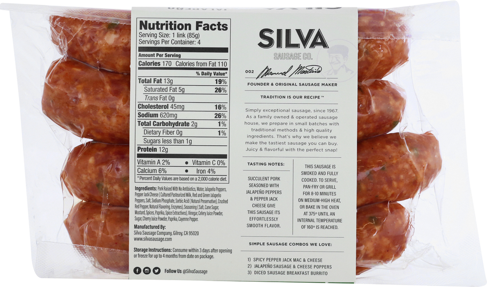 Silva Smoked Sausage, Jalapeno Pepper Jack-Planogram-Back