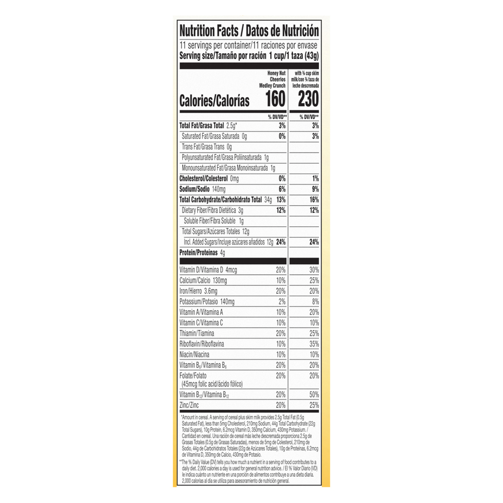 Cheerios Medley Crunch Cereal, Honey Nut, Large Size-Nutrition-Facts