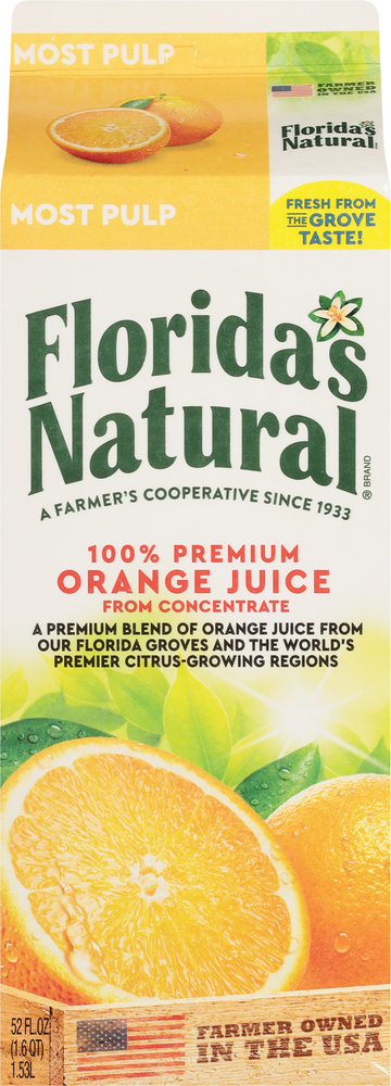 Florida's Natural Orange Juice, Most Pulp-Planogram-Back