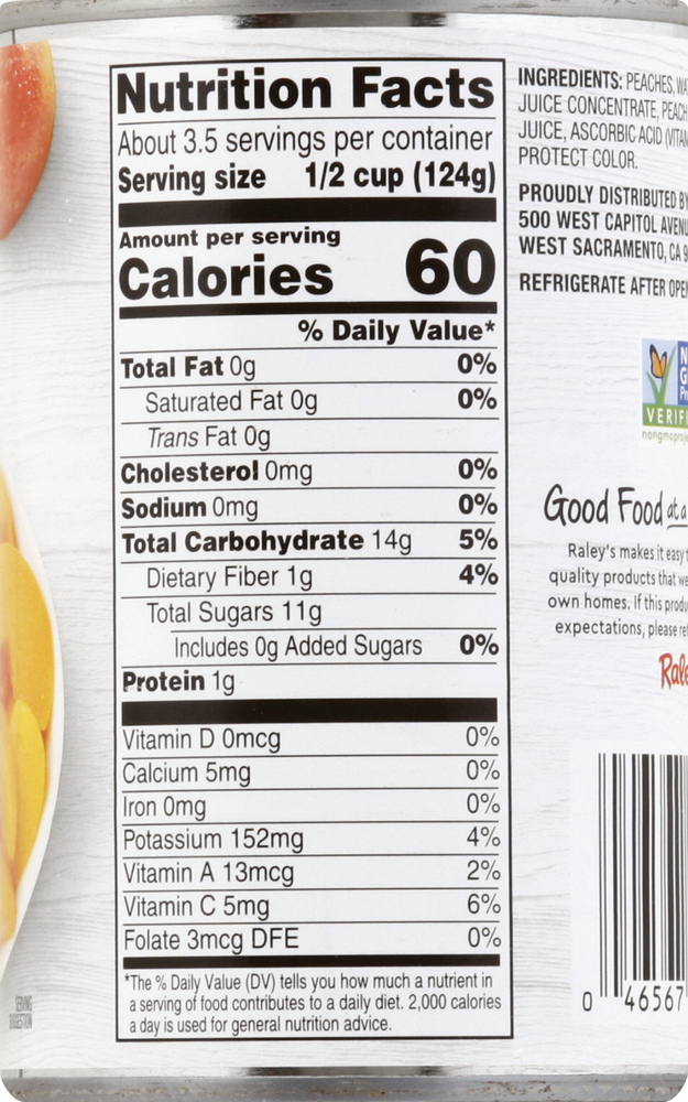 Summer Prize Peaches 4 4 Oz Can Nutrition Facts Labels - Infoupdate.org