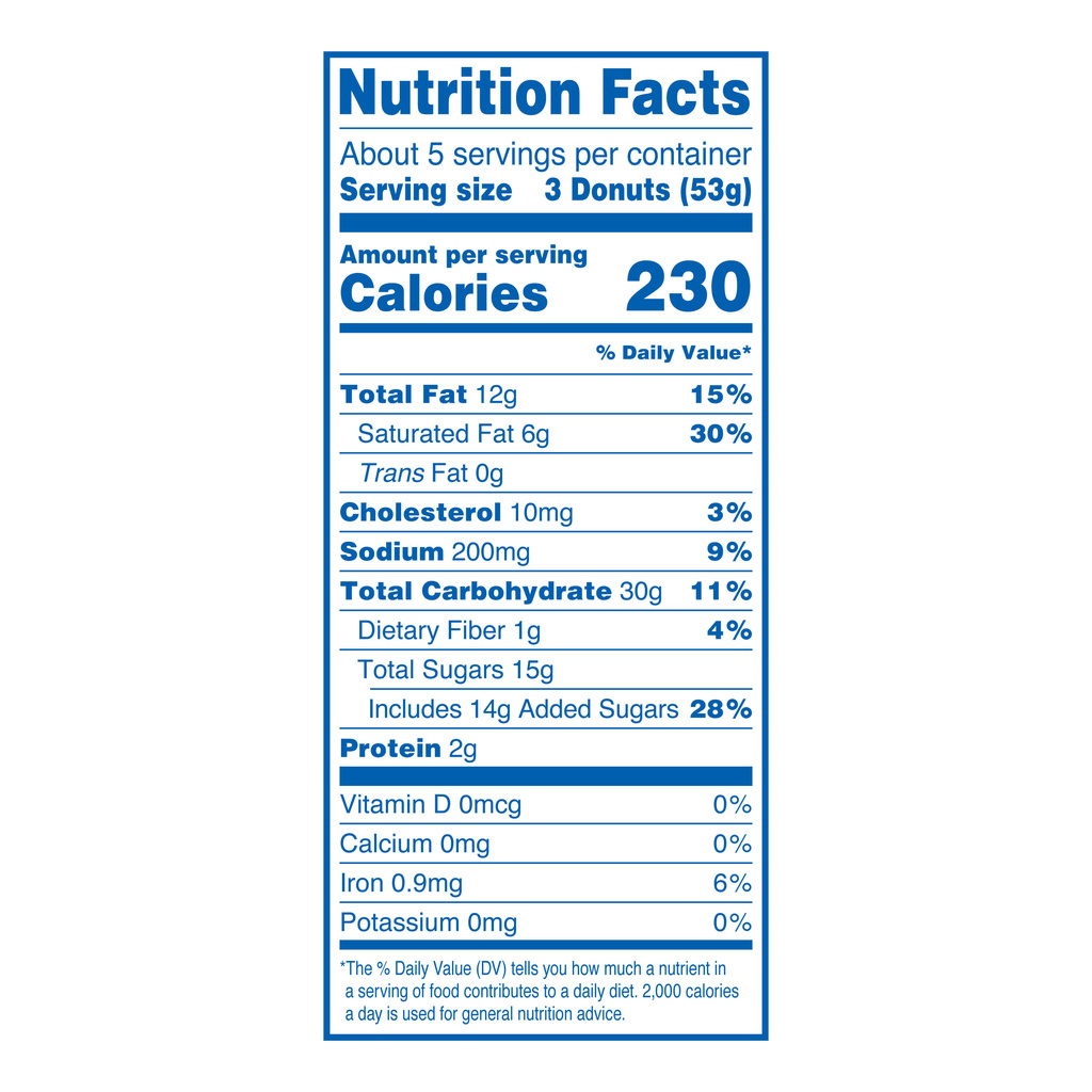 Hostess Donettes Donuts, Powdered, Mini-Nutrition-Facts