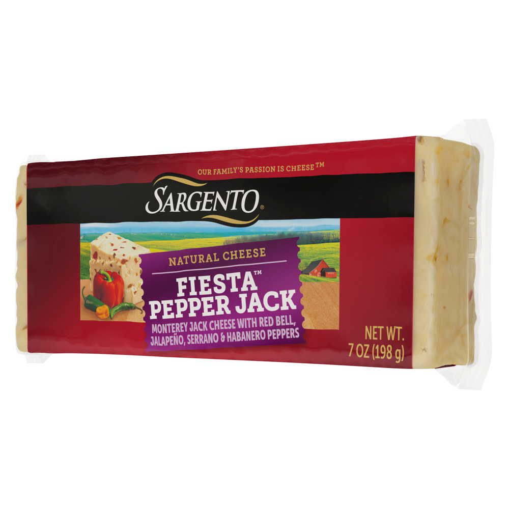 Sargento Cheese, Natural, Fiesta Pepper Jack-Front-Right-Elevated