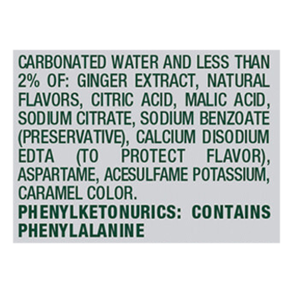 Canada Dry Ginger Ale, Zero Sugar-Ingredients