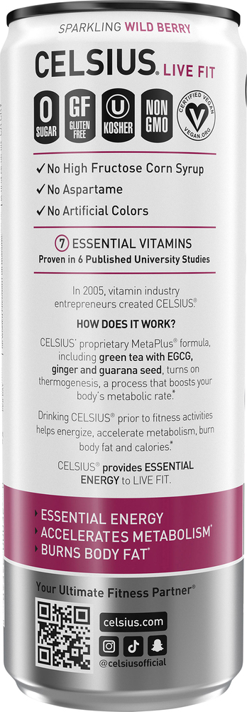 Celsius Live Fit Energy Drink, Sparkling, Wild Berry-Planogram-Right