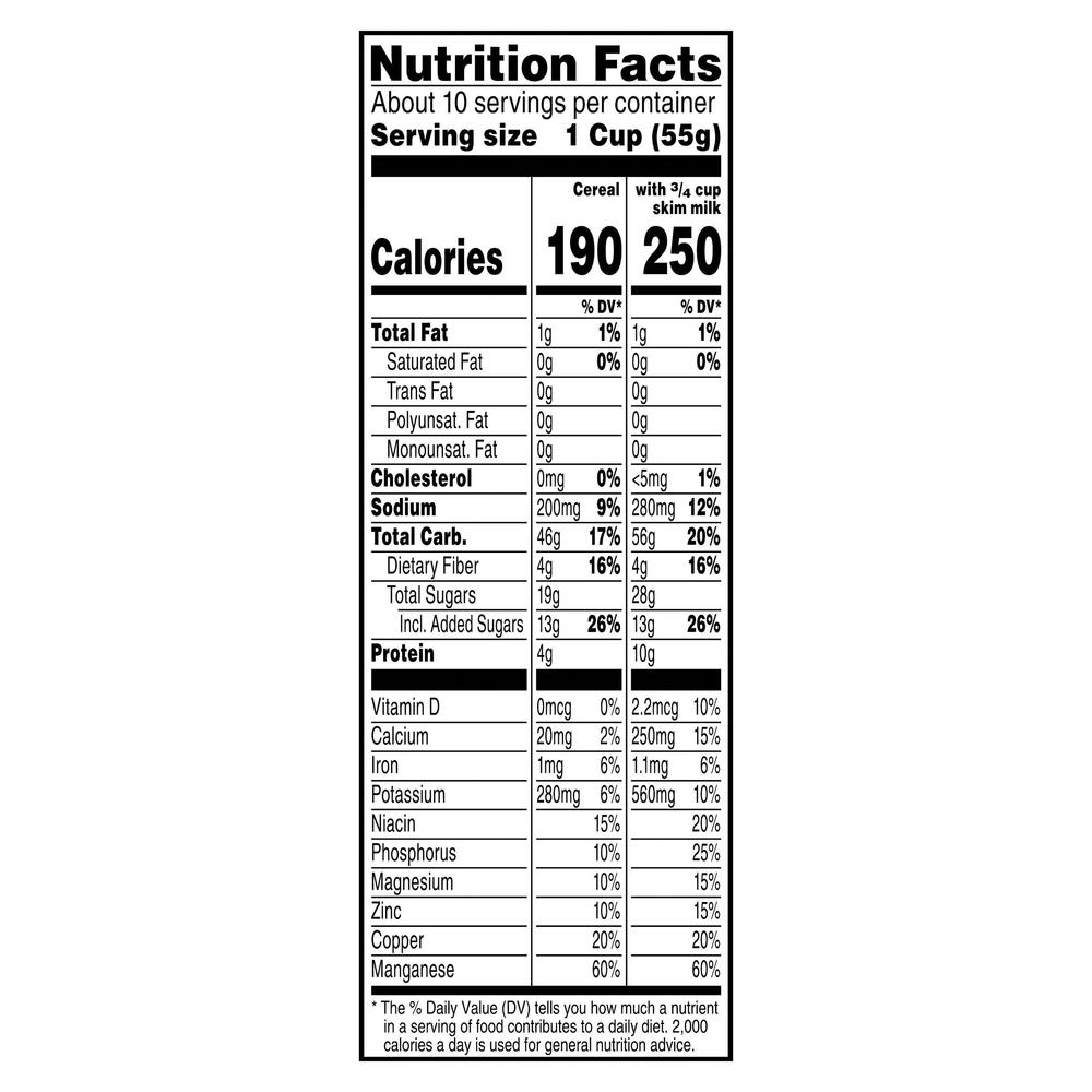 Raisin Bran Crunch Cereal, Crunch, Original, Family Size-Nutrition-Facts