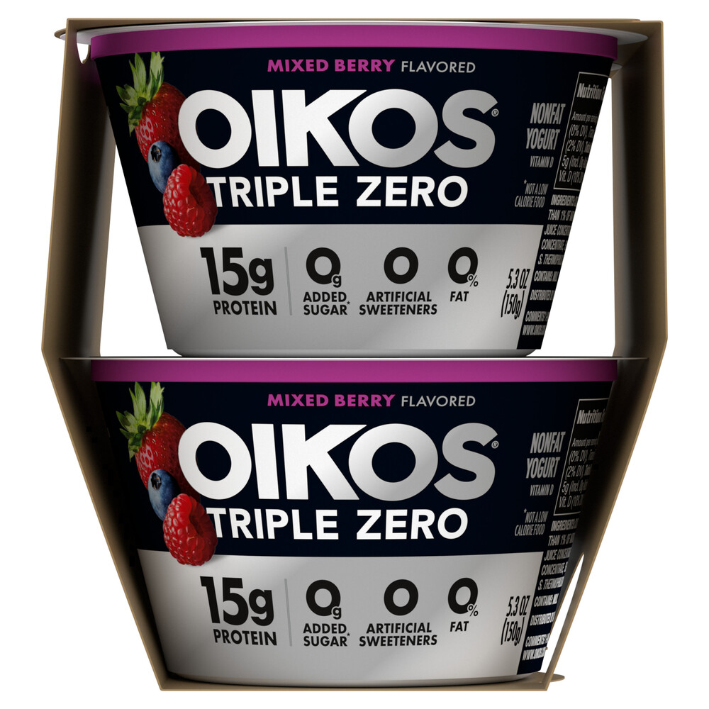 Oikos Triple Zero Nonfat Blended Greek Mixed Berry Flavored 4 Pack ...