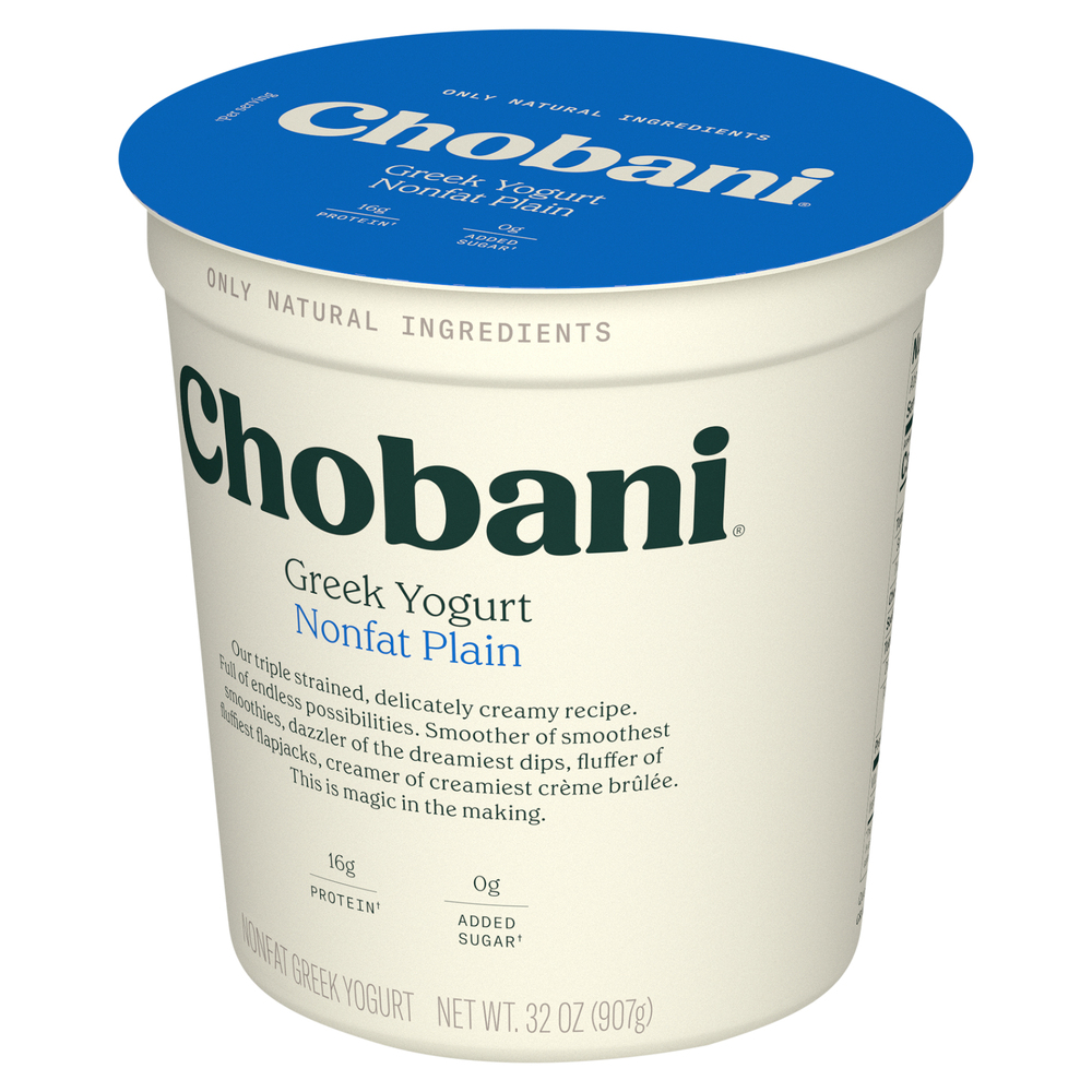 Chobani Yogurt, Non-Fat, Greek, Plain-Front-Right-Elevated