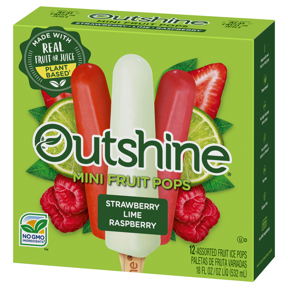 Outshine Strawberry, Lime, and Raspberry Frozen Fruit Bars Variety Pack ...