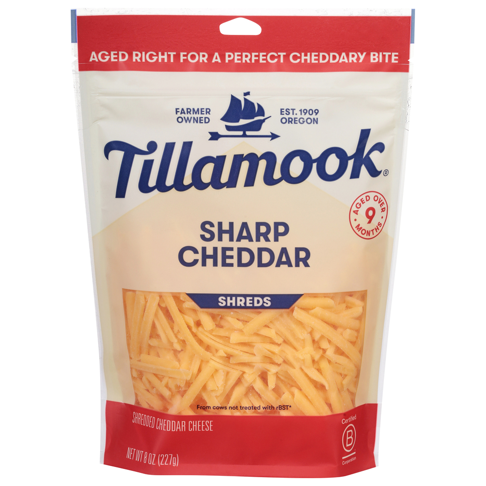 Tillamook Shredded Cheese, Sharp Cheddar, Farmstyle Fine Cut-Ecom