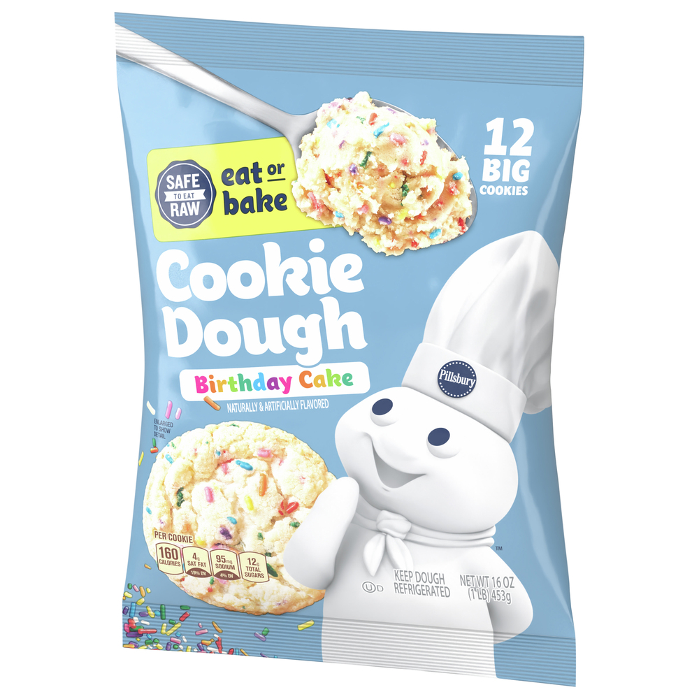 Pillsbury Cookie Dough, Birthday Cake-Front-Right-Elevated