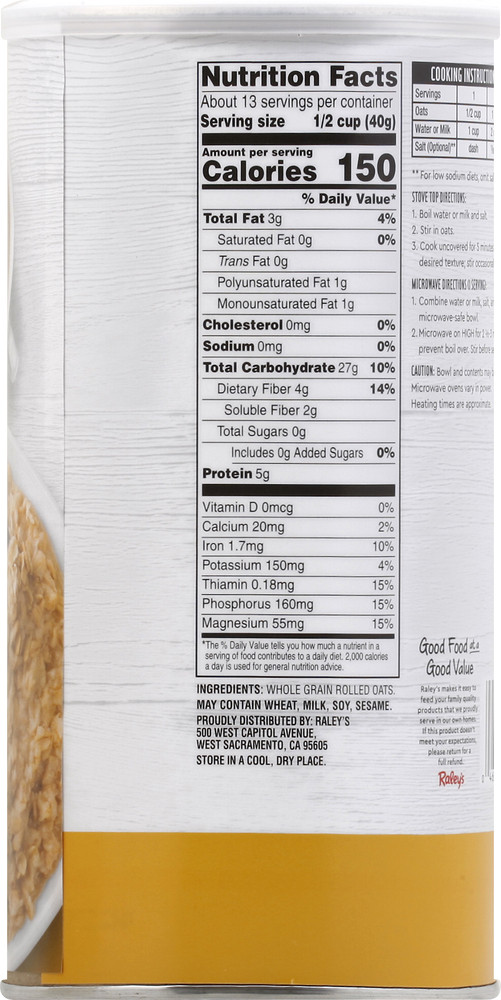 Raley's Old Fashioned Oats-Planogram-Back
